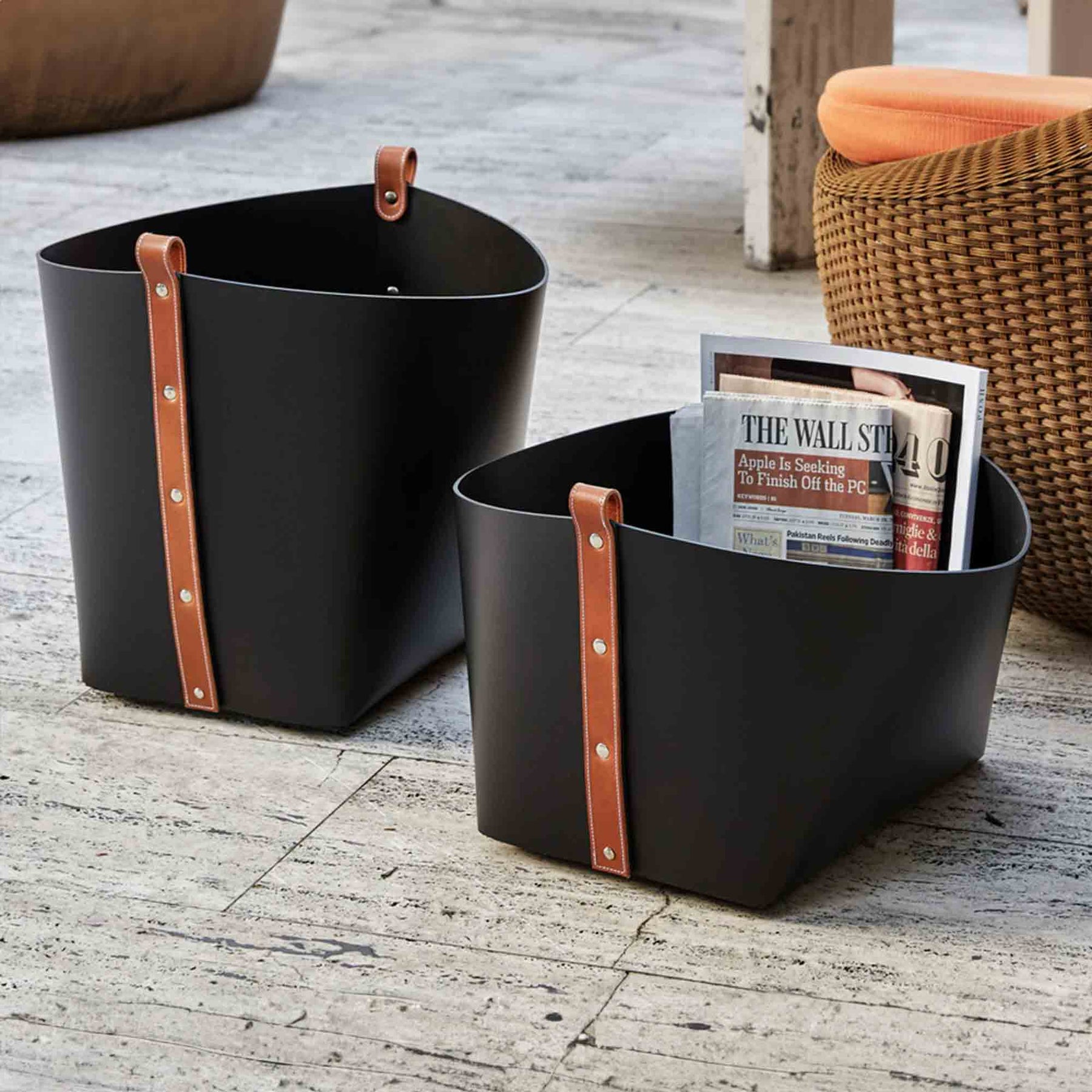 Leather Basket OVO by Pinetti. Shop on Design Italy