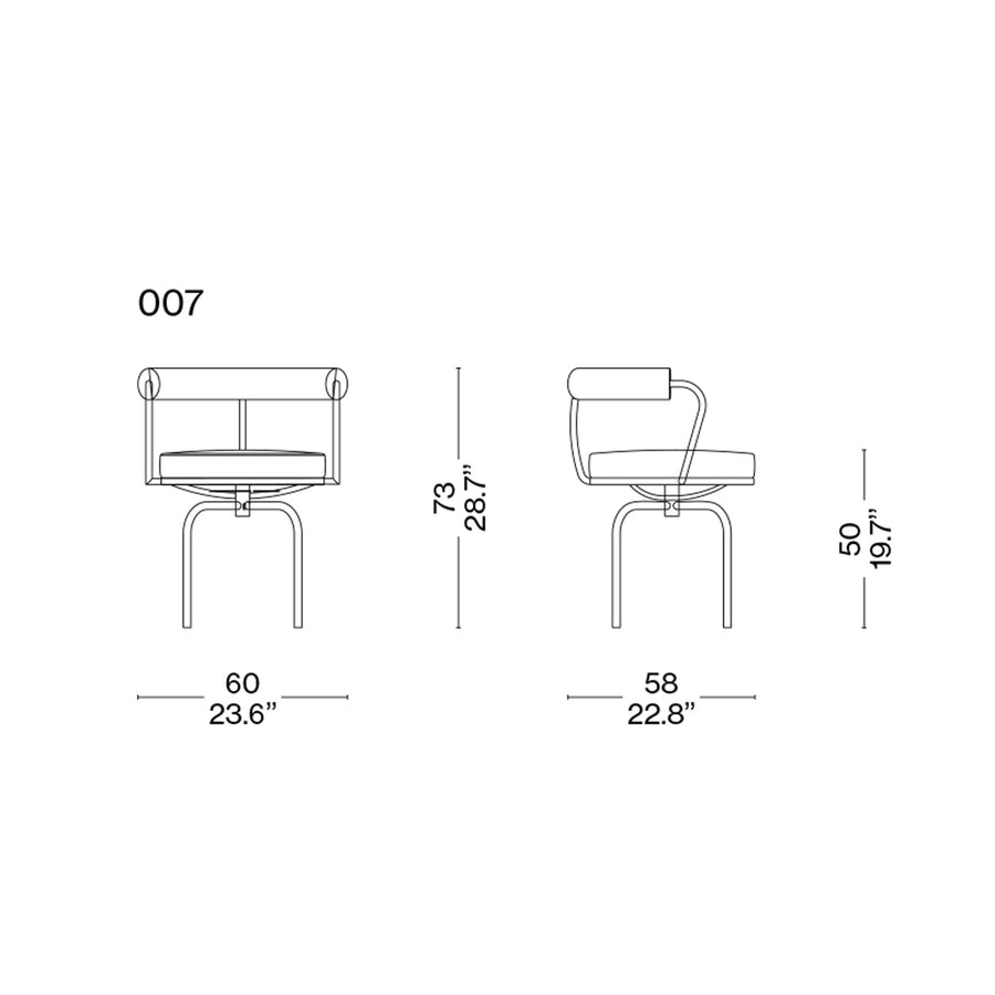 Steel and Leather Swivel Armchair LC7 SIÈGE TOURNANT FAUTEUIL by ...
