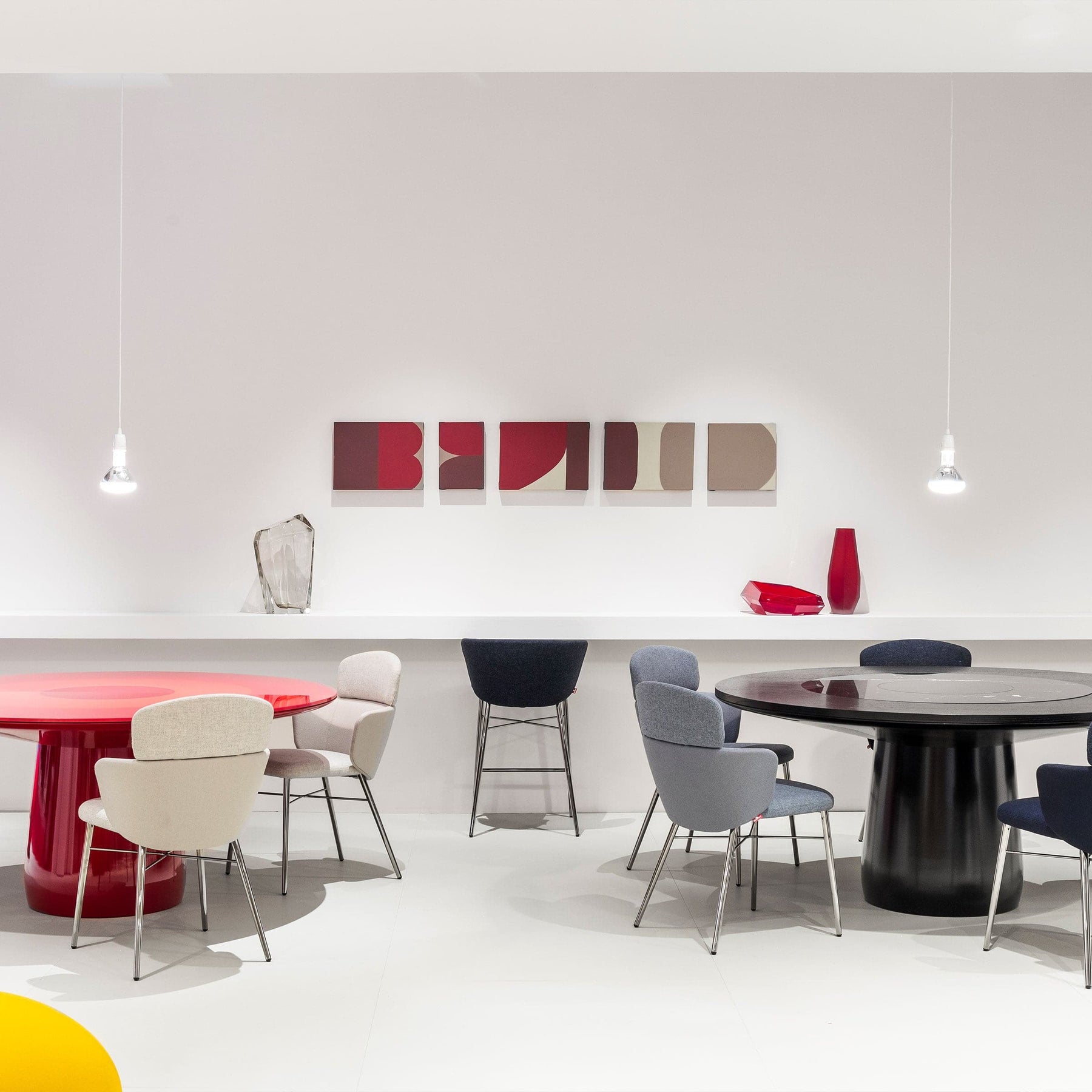 Crystal and Polyurethane Round Table ROUNDEL Red by Claesson Koivisto ...