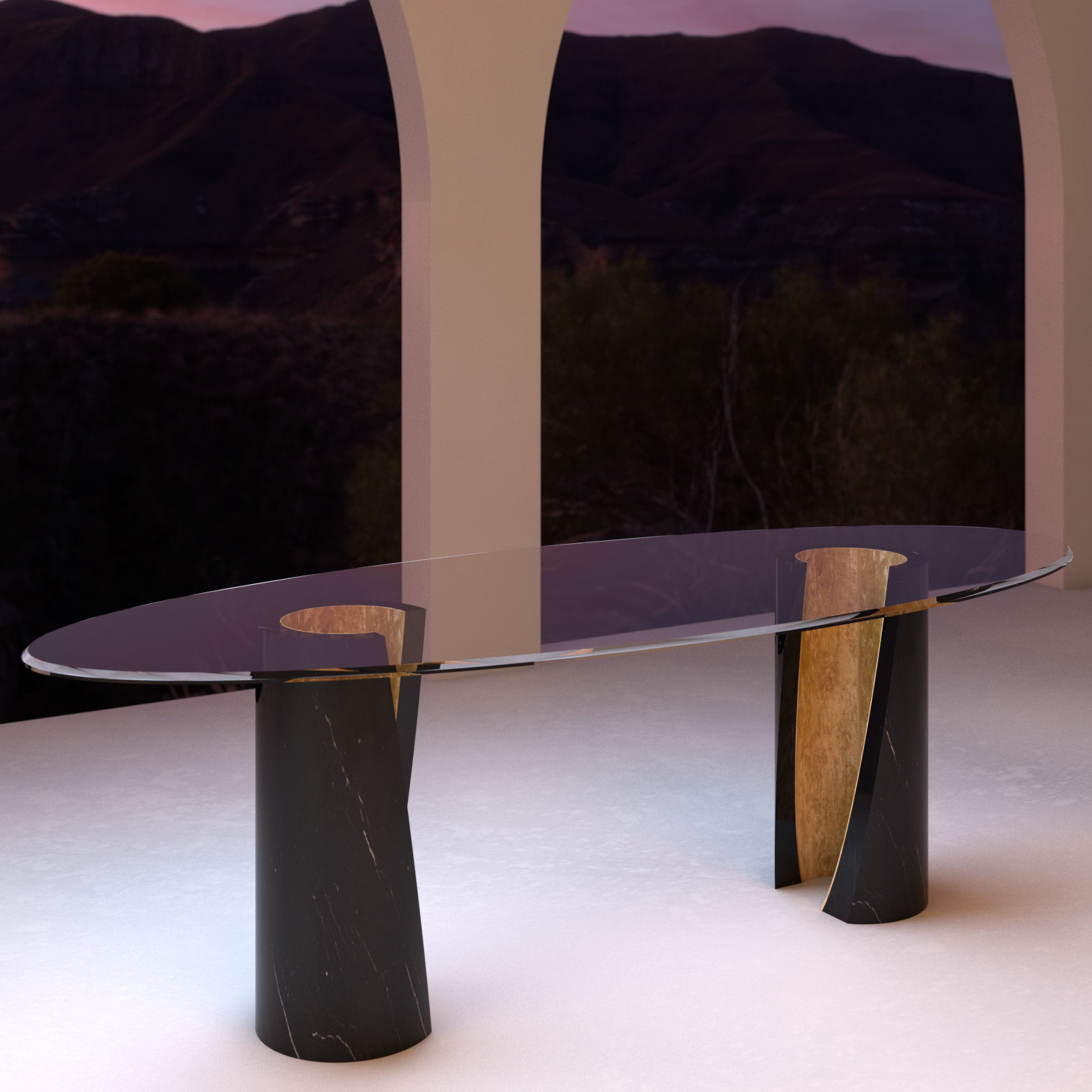 Marble and Crystal Oval Dining Table ASYMMETRIC by Nicola Di Froscia ...