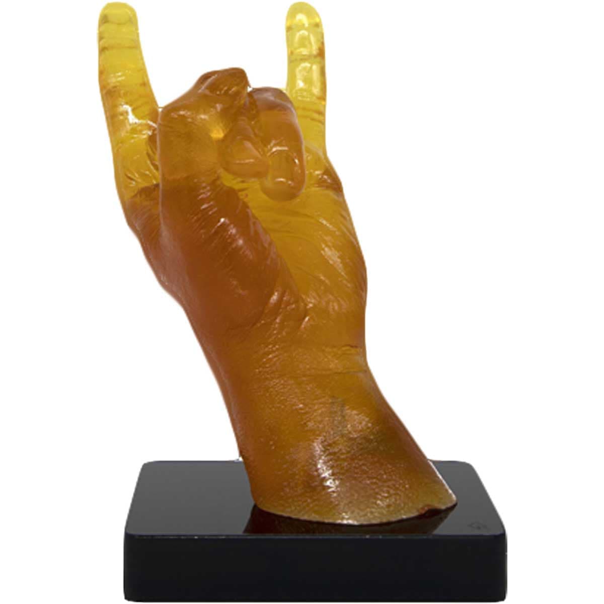 Resin Sculpture MANO CORNUTA Amber. Shop on Design Italy
